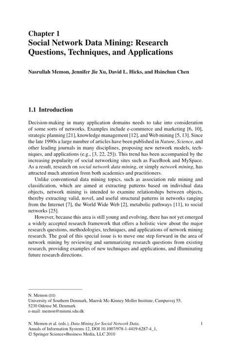 Pdf Social Network Data Mining Research Questions Techniques And