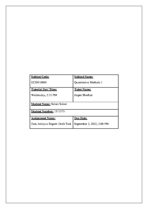 Assignment 1 Pdf Subject Code Econ Subject Name Quantitative