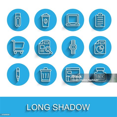 선 연필 휴지통 Usb 플래시 드라이브 그래프 차트 인포 그래픽 잉크 병 문서 및 손목 시계 아이콘을 설정합니다 벡터 Usb 케이블에 대한 스톡 벡터 아트 및 기타 이미지