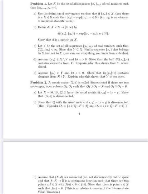 Solved Problem Let X Be The Set Of All Sequences N Men Chegg