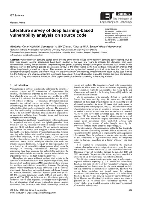 Literature Survey Of Deep Learning Based Vulnerability Analysis On Source Code Request Pdf
