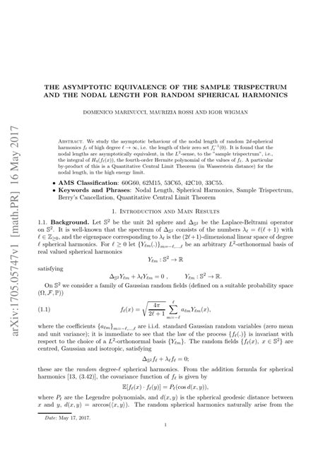 PDF The Asymptotic Equivalence Of The Sample Trispectrum And The Nodal Length For Random