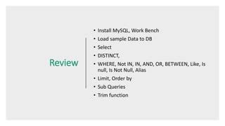 MYSQL Using Set Operators PPT