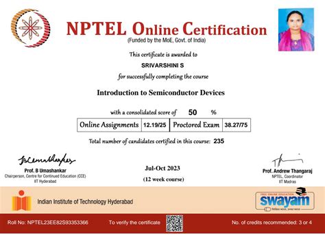 Iam Happy To Share That I Have Recently Got A Certificate In Nptel