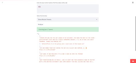 Github Srivari Twitter Sentiment Analysis Show Sentiments For Entered User Based On Their