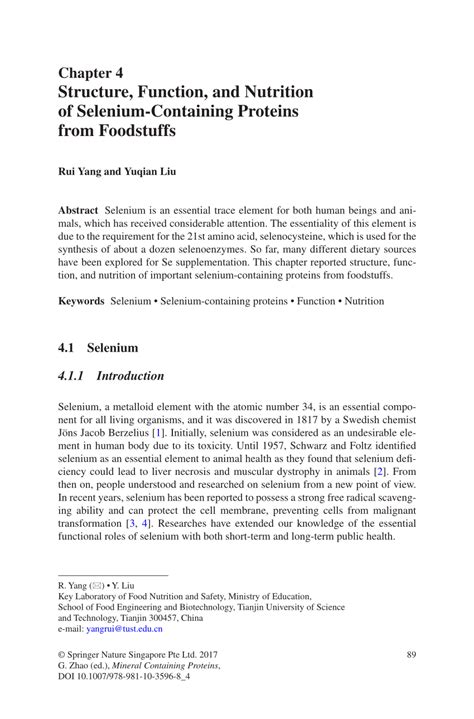 Pdf Structure Function And Nutrition Of Selenium Containing