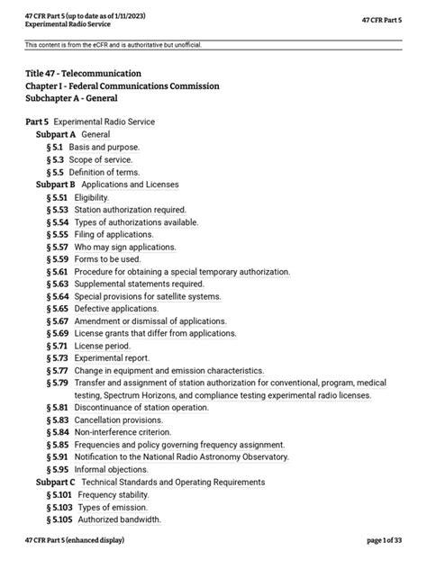 47 Cfr Part 5 Up To Date As Of 1 11 2023 Download Free Pdf Space Debris Radio