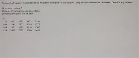 Solved Number Of Classes Data Set Finishing Times In