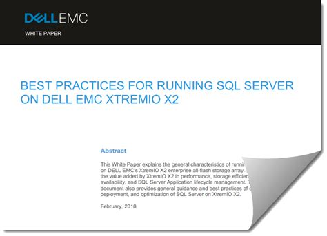 Best Practices For Running Ms Sql Server On Dell Emc Xtremio X2 White