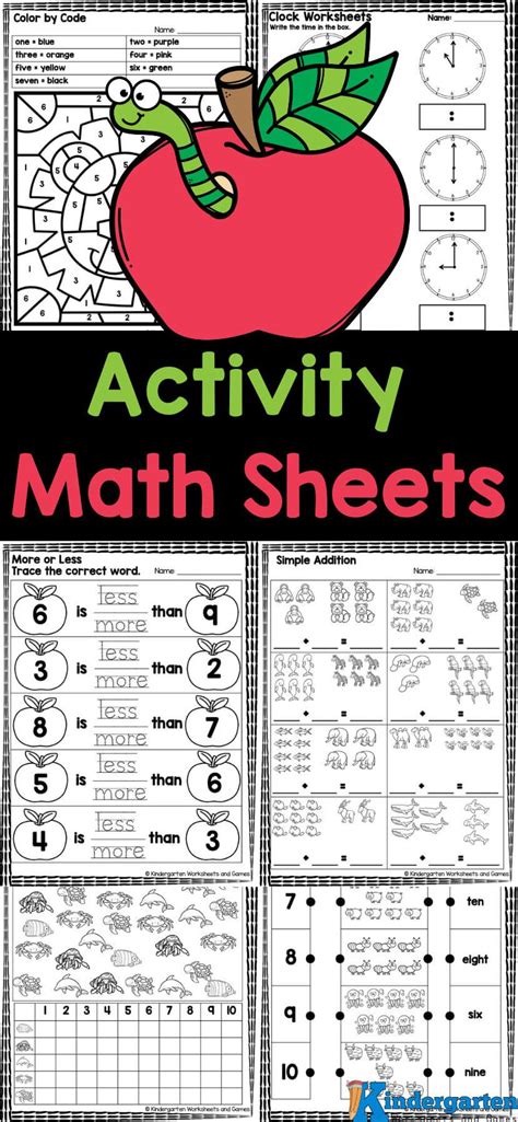 Activity Sheets For Kindergarten Math