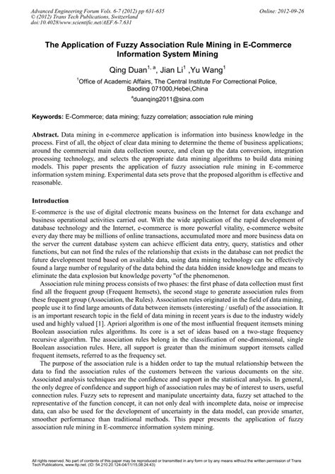 pdf the application of fuzzy association rule mining in e commerce