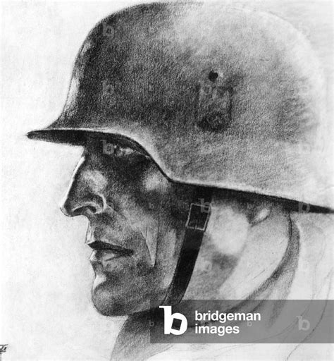 Image Of Nazi Propaganda Drawing Of A Soldier 1942 B W Photo