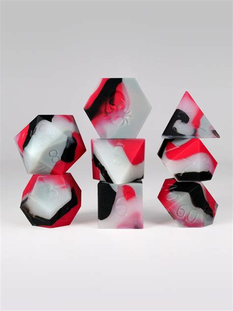 Red Grey Glow In The Dark Silicone 8pc Dice Set Kraken Dice