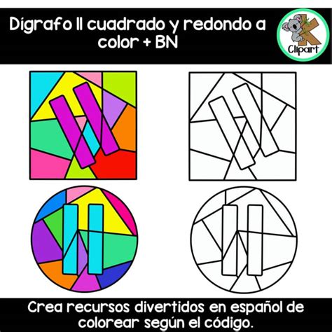Color By Code Alphabet Digraph Ll Spanish Clipart Colorea Por Código