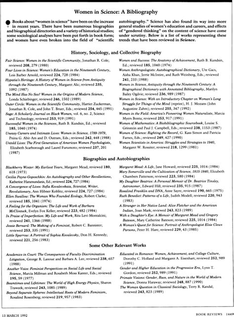 Women In Science A Bibliography Science