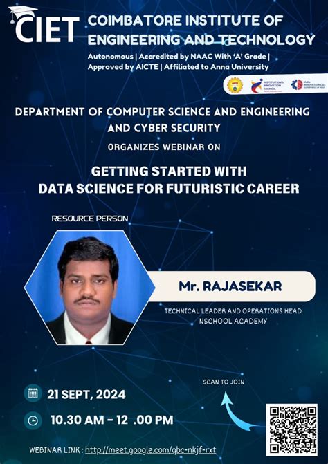 Datascience Machinelearning Webinar Ciet Futuristiccareer Coimbatore Institute Of