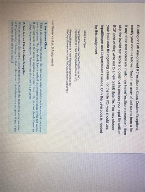 Solved Building On Lab Assignment 9 Testscores Class Custom