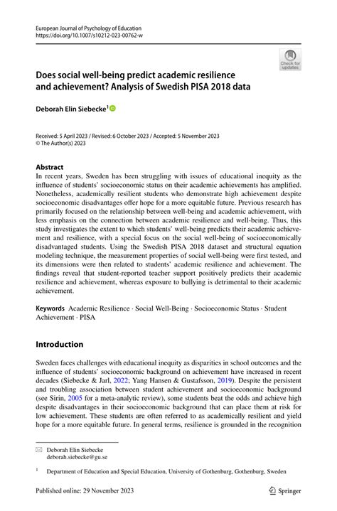 Pdf Does Social Well Being Predict Academic Resilience And