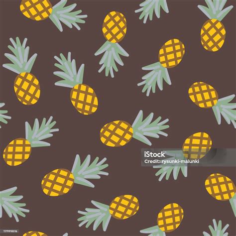갈색 배경에 흩어져있는 파인애플이있는 원활한 벡터 패턴 0명에 대한 스톡 벡터 아트 및 기타 이미지 0명 갈색 건강한 식생활 Istock