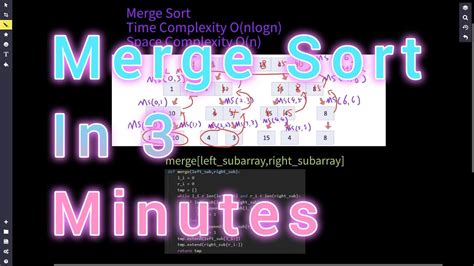 Merge Sort In 3 Minutes Python Code And Graph Drawing Youtube