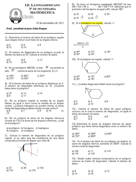 3ro Polígonos Pdf Ángulo Formas Geométricas