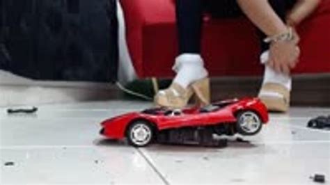Crushing Hard The Rastar Ferrari 458 Italia In Wooden Heel Sandals And