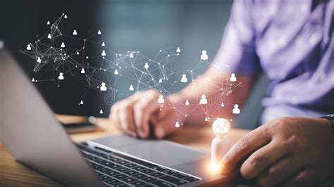 Customer Relationship Management Businessman Use Computer With Global Structure Customer