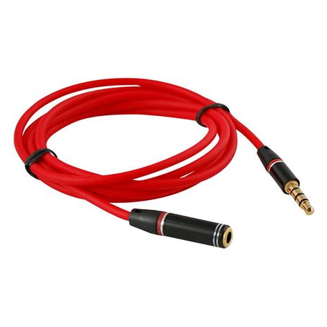 DOONJIEY 1 2m 3 5mm Male To Female 4 Pole AUX Extension Cable Stereo Audio Cord Red Walmart Com