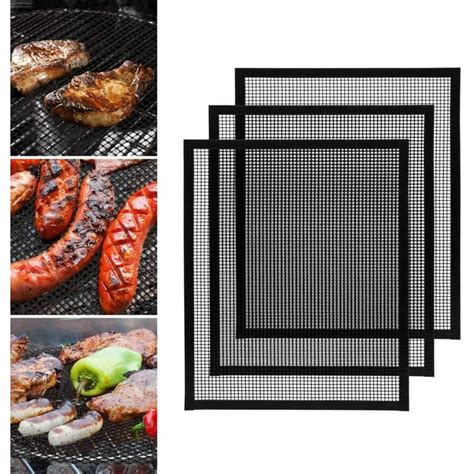 Moncolis 157x 13 Non Stick Mesh Grill Mat3 Pack Reusable Grilling Net For Grate Ovens Baking