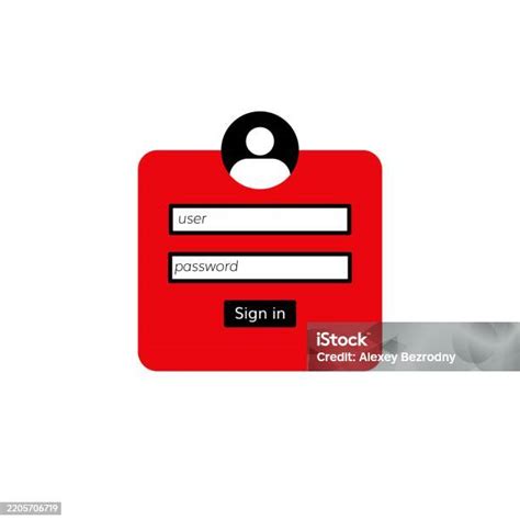 안전한 로그인 인터페이스 디자인을 위한 사용자 아이콘과 빨간색 배경이 있는 로그인 화면 템플릿 그래픽 사용자 인터페이스에 대한