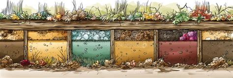 Compost Bin Cross Section Illustrating Animated Decomposition Layers And Organic Material
