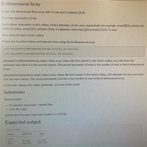 Solved Create A Bi Dimensional Float Array With 2 Rows And 3