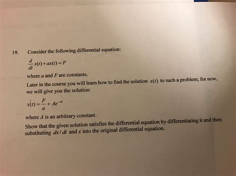 Solved Consider The Following Differential Equation D Dt Chegg Com