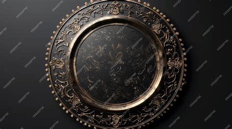 Premium Photo Historic Engravings On Round Shield With Ornate Designs