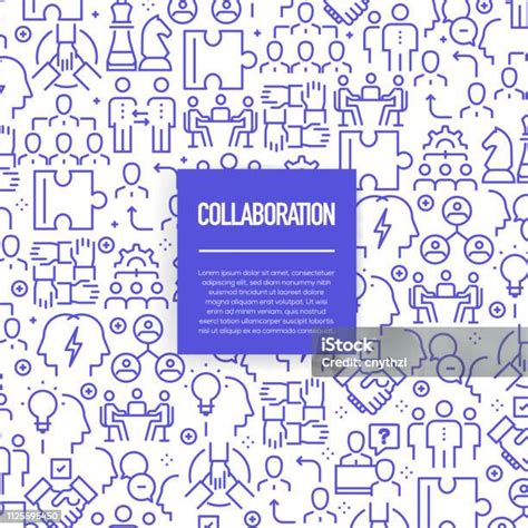 트렌디한 선형 스타일공동 작업에 대 한 디자인 서식 파일의 요소 벡터 세트 선형 아이콘으로 원활한 패턴 관련 협업벡터 개념에 대한 스톡 벡터 아트 및 기타 이미지 Istock
