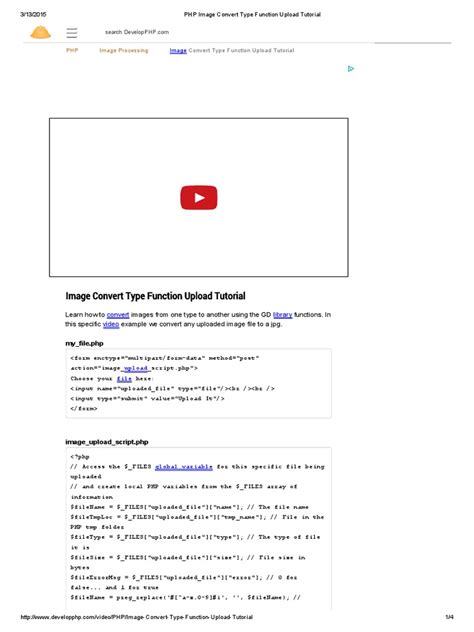 Php Image Convert Type Function Upload Tutorial Pdf Pdf Computer