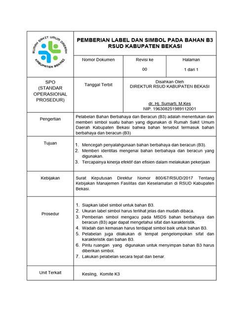 Sop Pemberian Label Dan Simbol Pada Bahan B3 Pdf