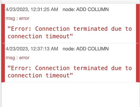 postgres database connection error connection terminated due to connection timeout