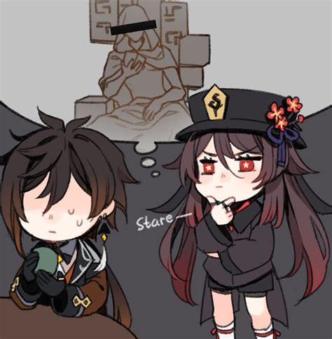 Hu Tao And Zhongli Genshin Impact Drawn By Sea Azure Pastel Danbooru