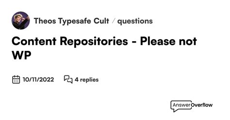 Content Repositories Please Not Wp Theos Typesafe Cult