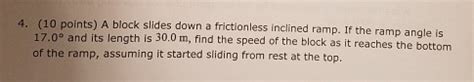 Solved A Block Slides Down A Frictionless Inclined Ramp If Chegg