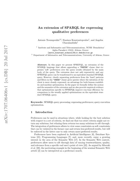 Pdf An Extension Of Sparql For Expressing Qualitative Preferences