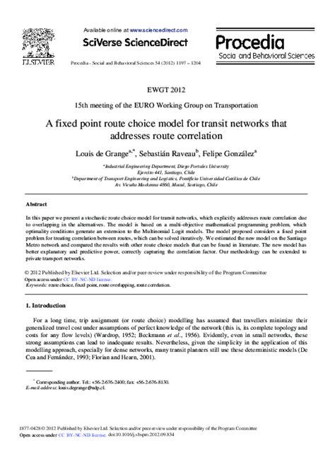 Pdf A Fixed Point Route Choice Model For Transit Networks That Addresses Route Correlation