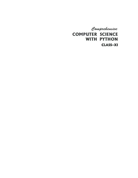 Download Computer Science With Python For Class 11th New 2022 Pdf