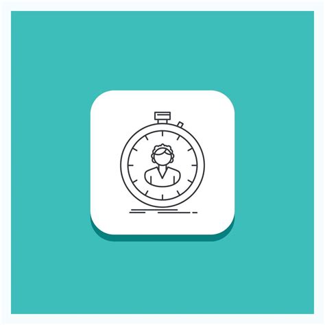 Round Button For Fast Speed Stopwatch Timer Girl Line Icon Turquoise Background 13026025