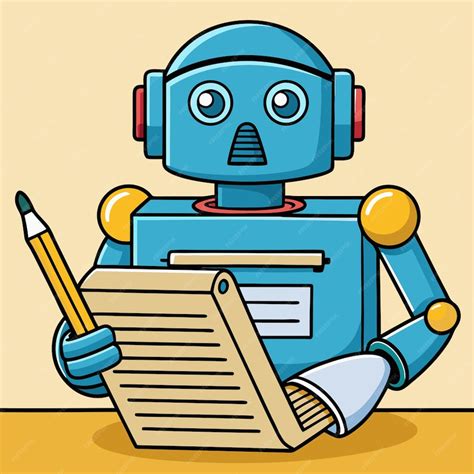 A Robot With A Pencil And Notepad Is Ready To Work Premium Ai Generated Vector
