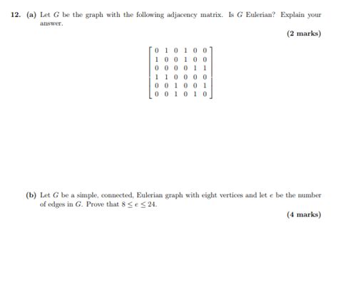 Solved A Let G Be The Graph With The Following Chegg