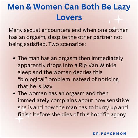 Sex Doesnt End When The Lazier Partner Orgasms Dr Psych Mom
