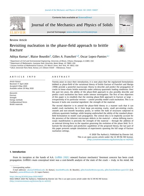 Pdf Revisiting Nucleation In The Phase Field Approach To Brittle Fracture