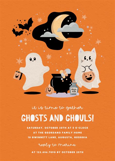 Ghouls Gather Halloween Party Invitation Template Greetings Island
